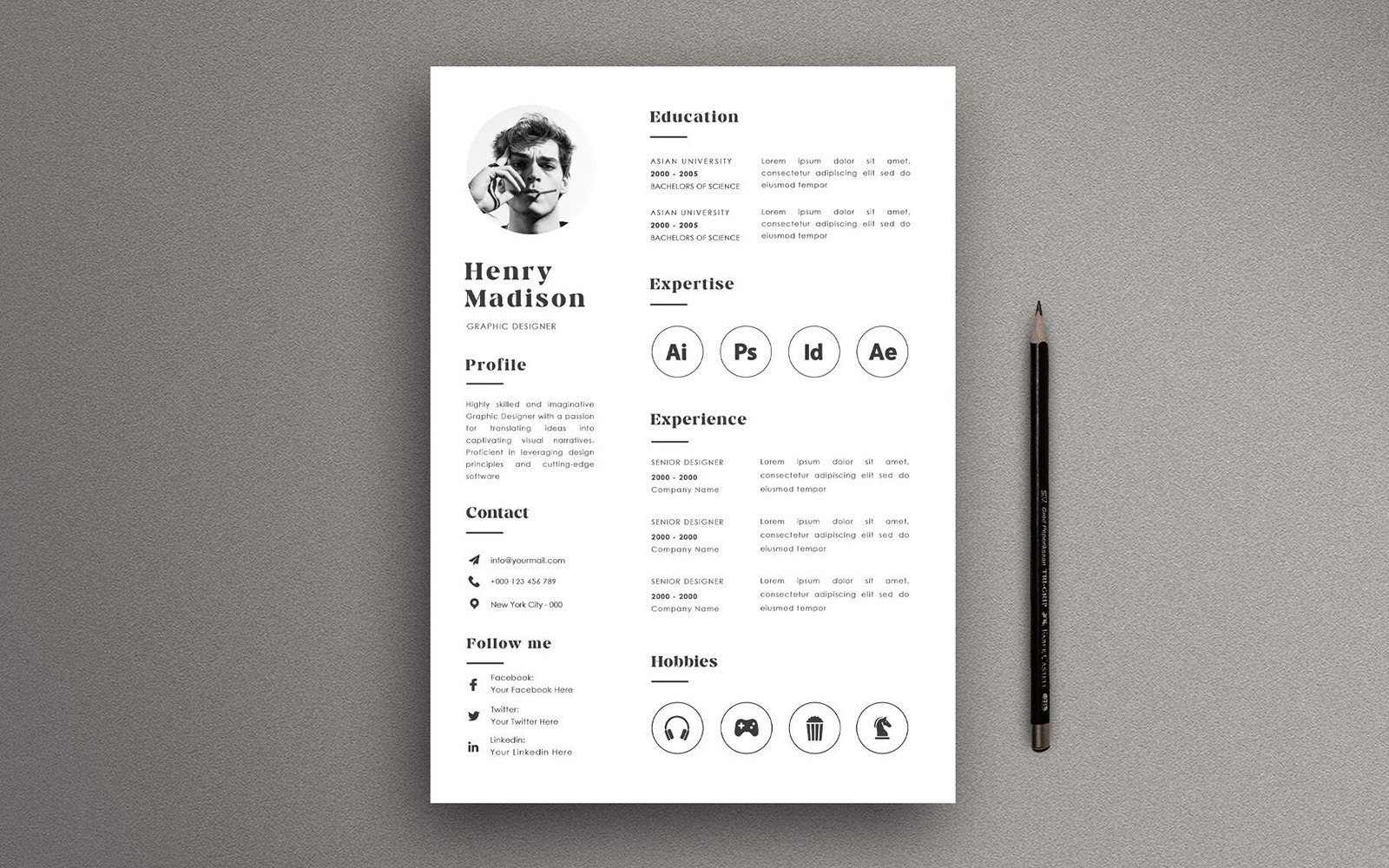 Simple Minimal Resume CV Template #393032 - TemplateMonster