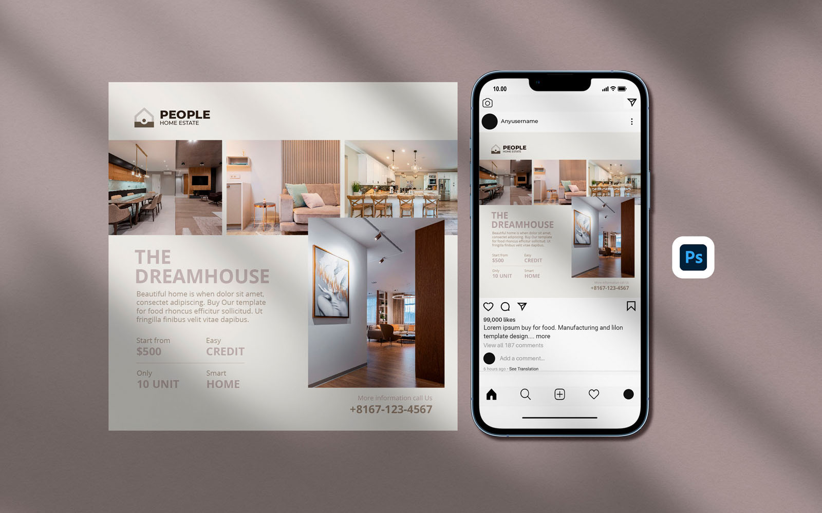 Modern Real Estate Property Instagram Post Template