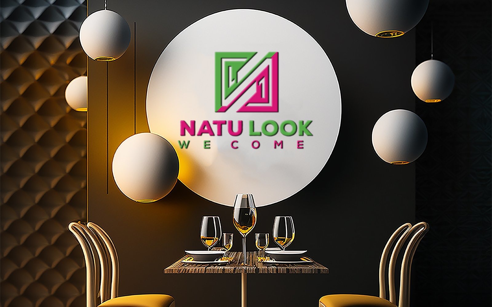 Restaurant sing logo mockup | white circle mockup on luxury restaurant ...