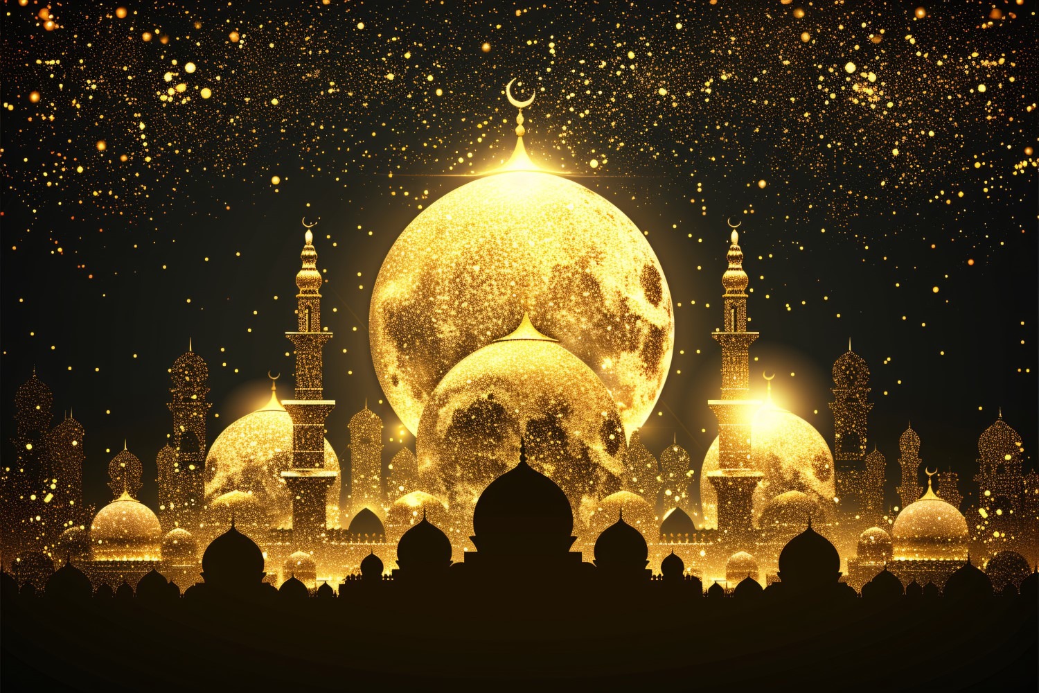 Ramadan Kareem greeting banner design with Golden colors glitter & moon ...