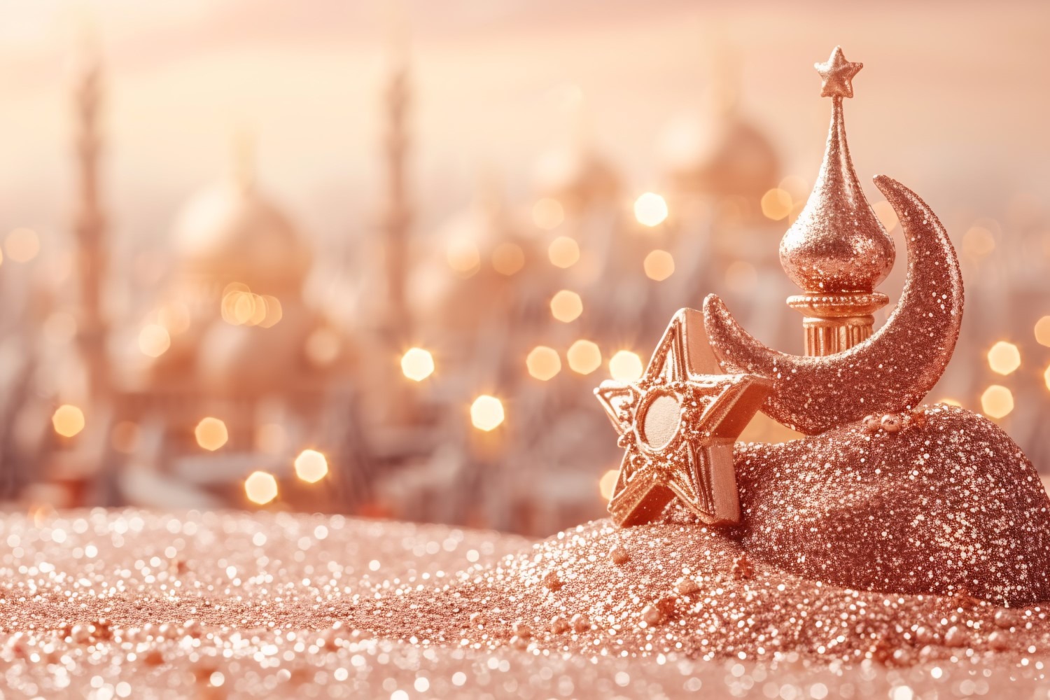 Ramadan Kareem Golden greeting poster design pastel Pink colours ...