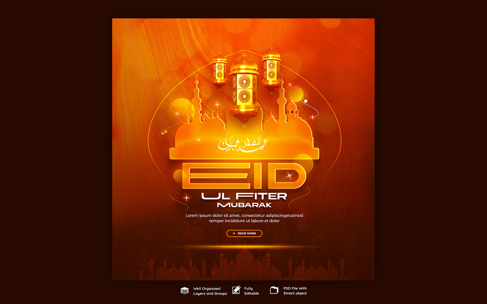 Eid Mubarak And Eid ul fitr Social Media Post Template