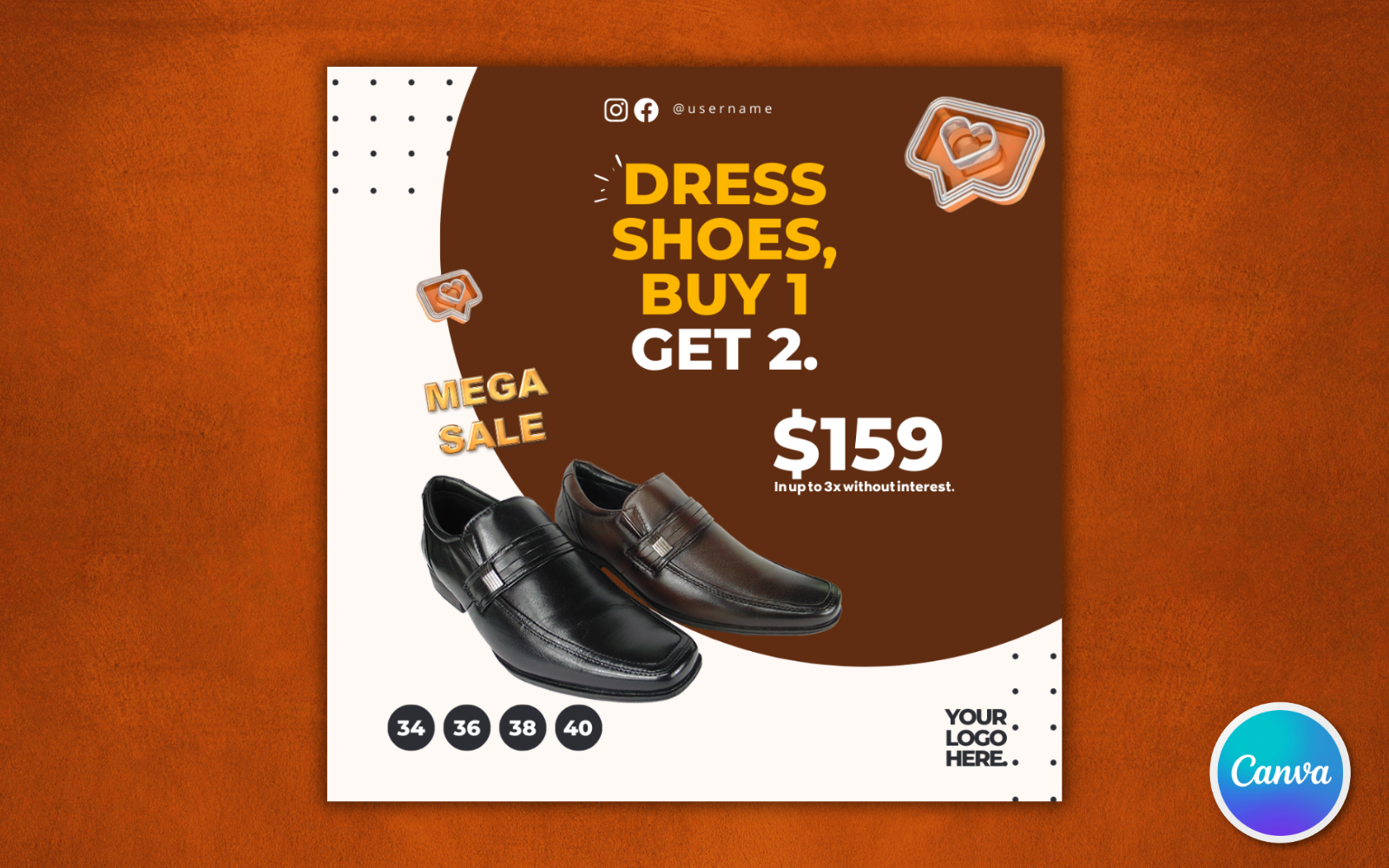 Shoe Sale Social Media Template 08 - Editable in Canva