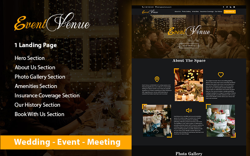 Event Venue Landing Page HTML #397128 - TemplateMonster