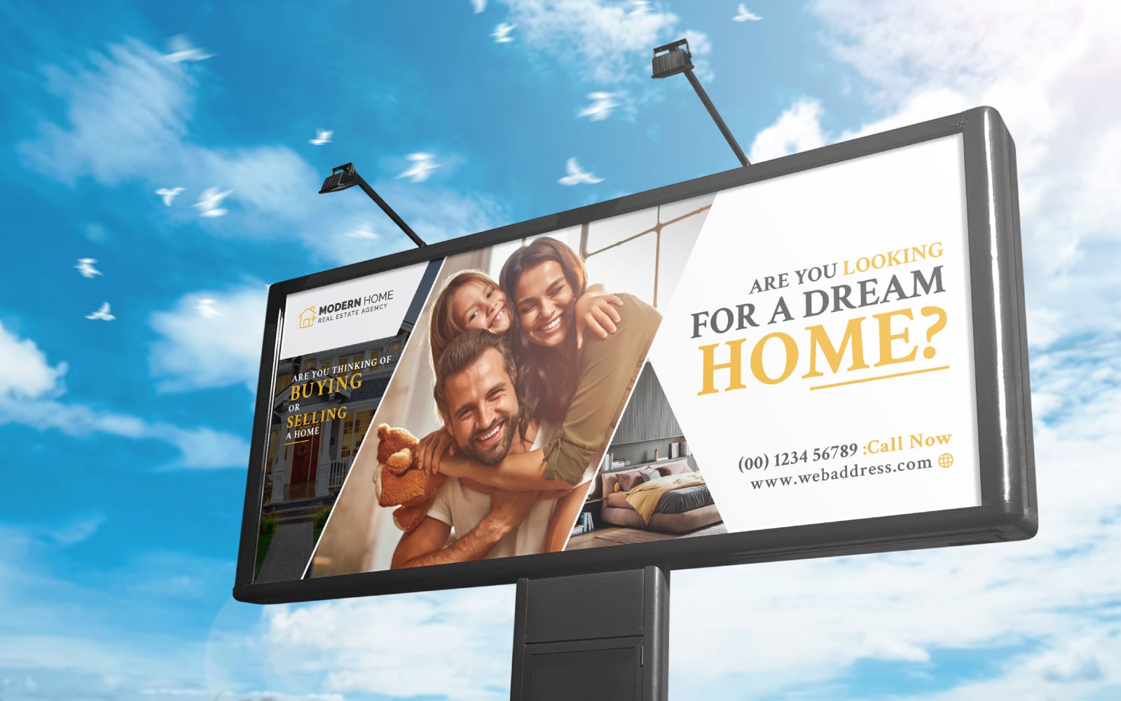 Real Estate Billboard, Modern Real Estate Billboard Template