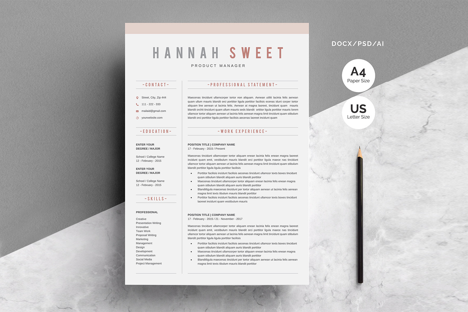 Hannah CV - Resume Template Two Page Resume - TemplateMonster