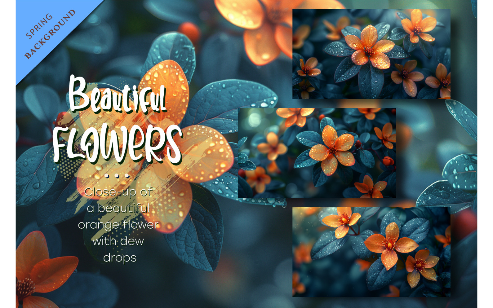 Beautiful orange flowers. Background, Wallpaper.