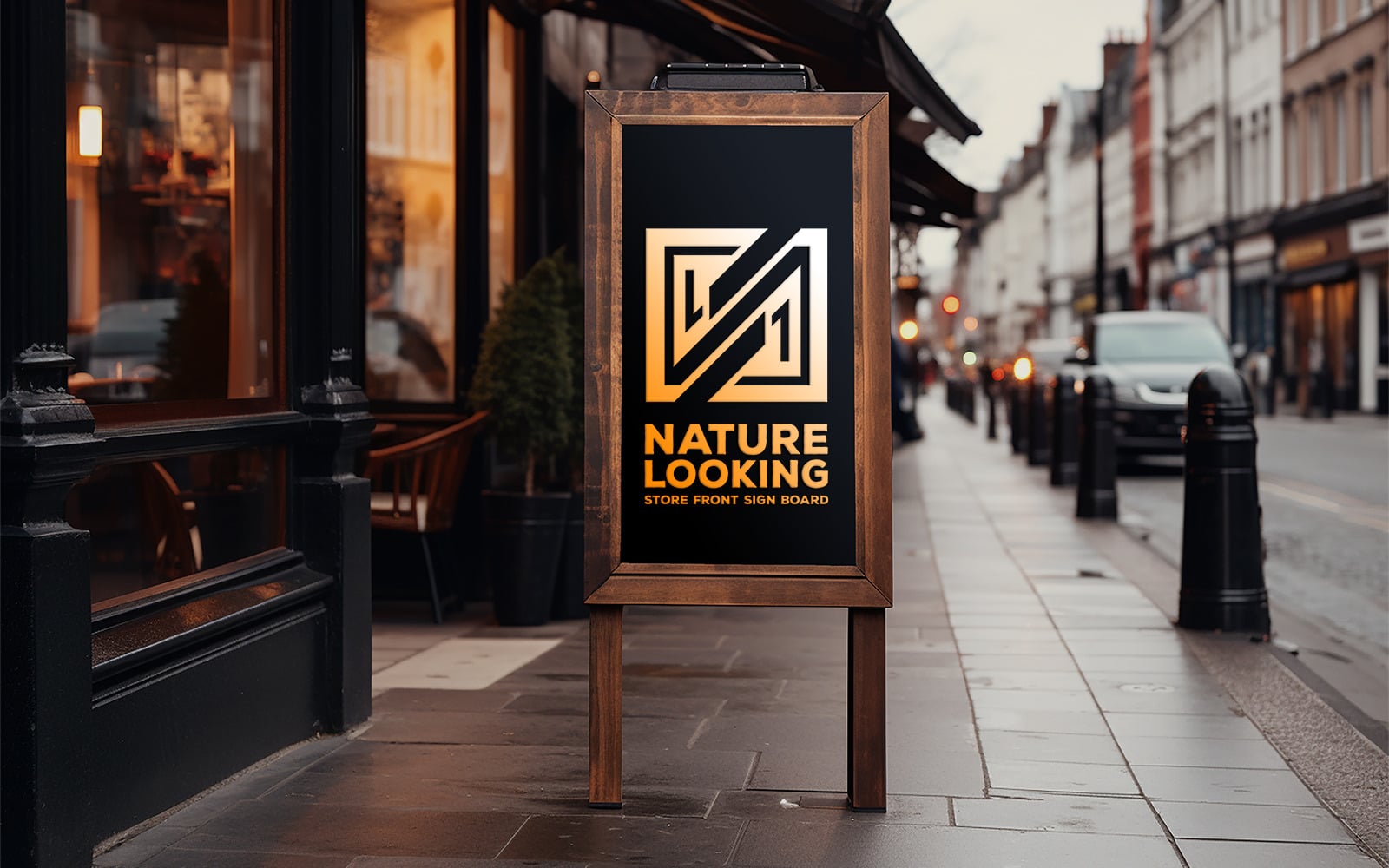 Store front sign board mockup_outdoor sign board mockup
