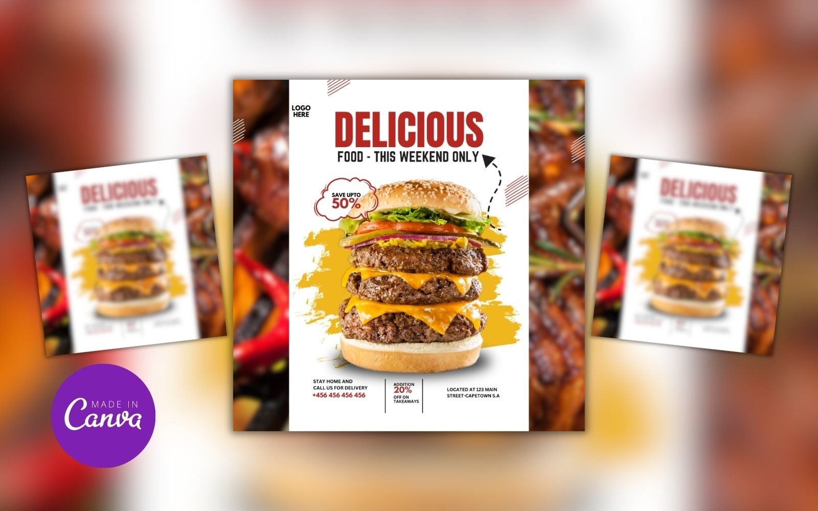 Delicious Food Restaurant Cafe Design Template