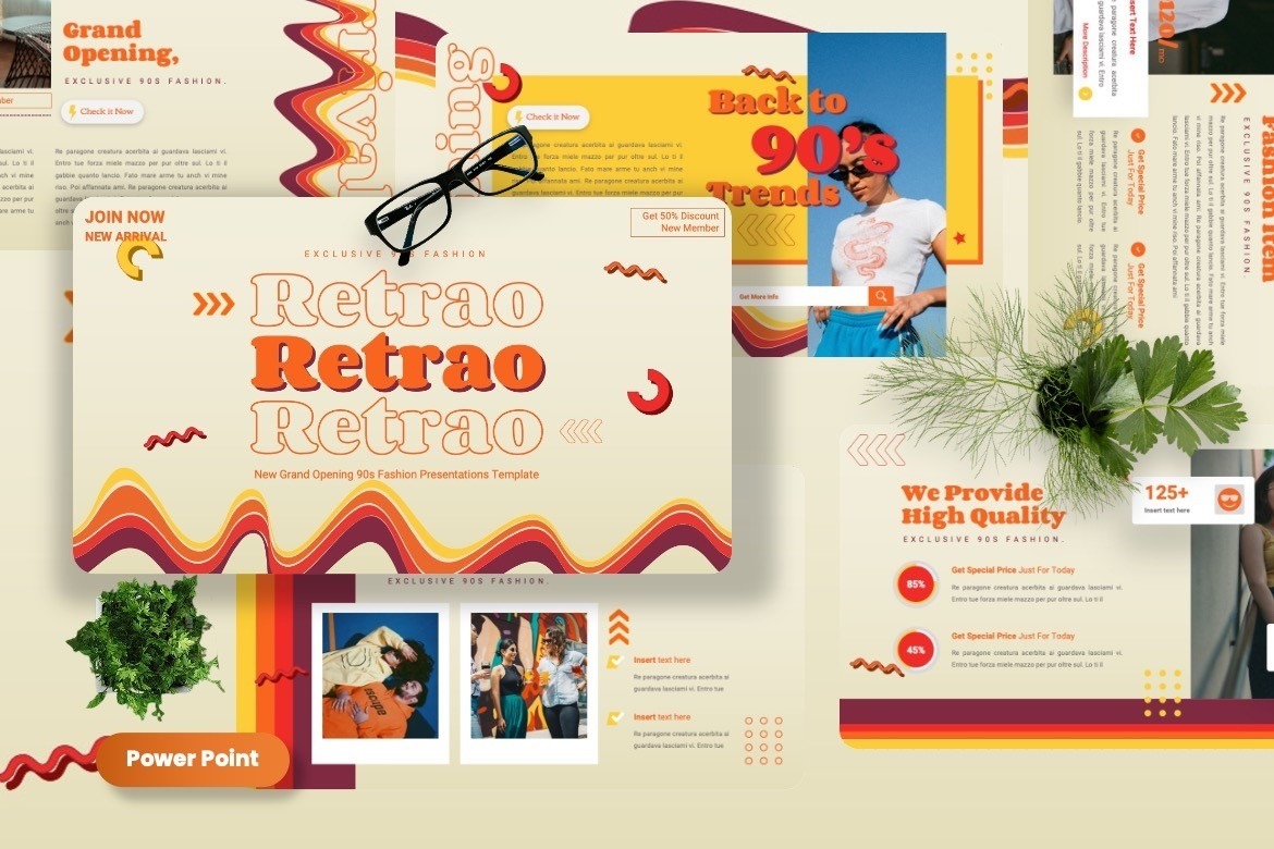 Retrao - Retro 90s Powerpoint Templates - TemplateMonster