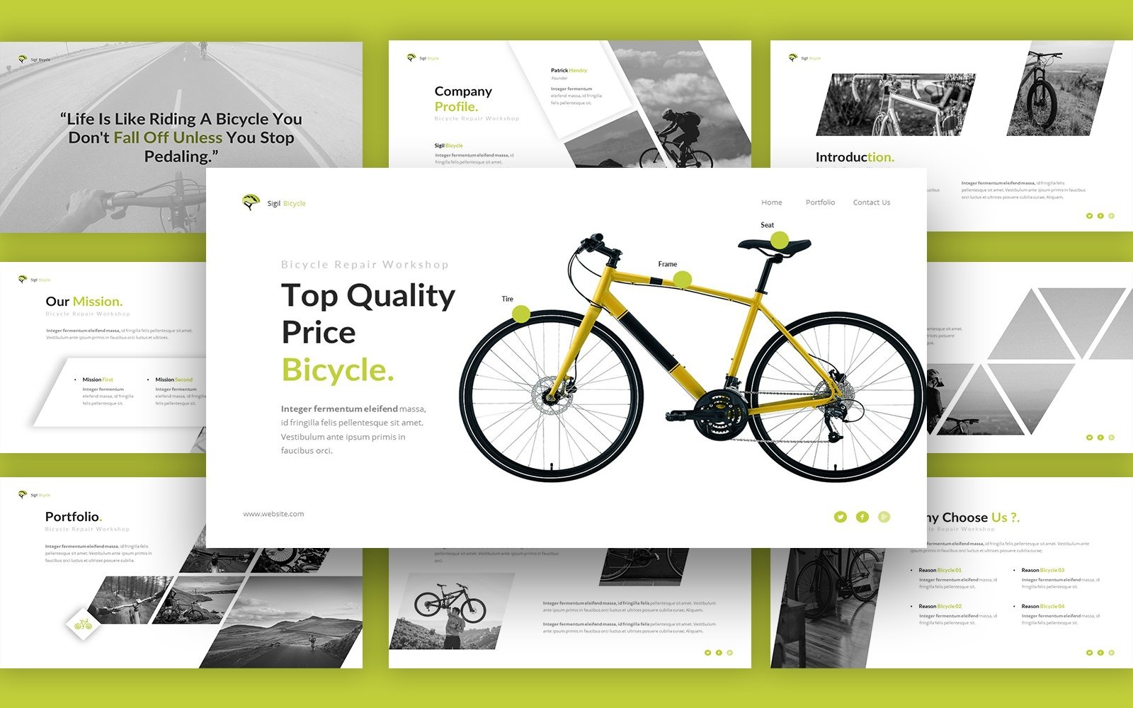 Brike Bicycle Powerpoint Template #404953 - TemplateMonster