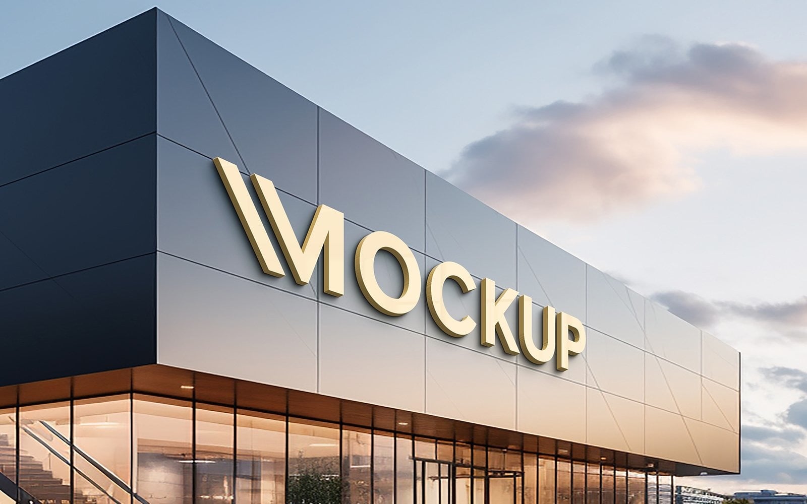 3d building front sign logo mockup psd - TemplateMonster