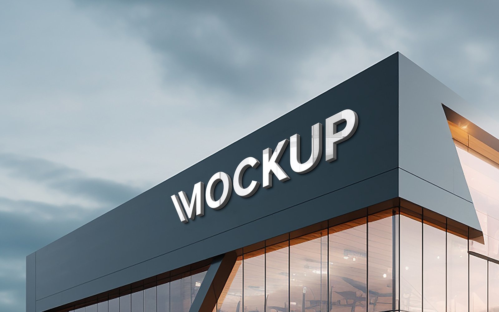 3d building sign mockup psd #406914 - TemplateMonster