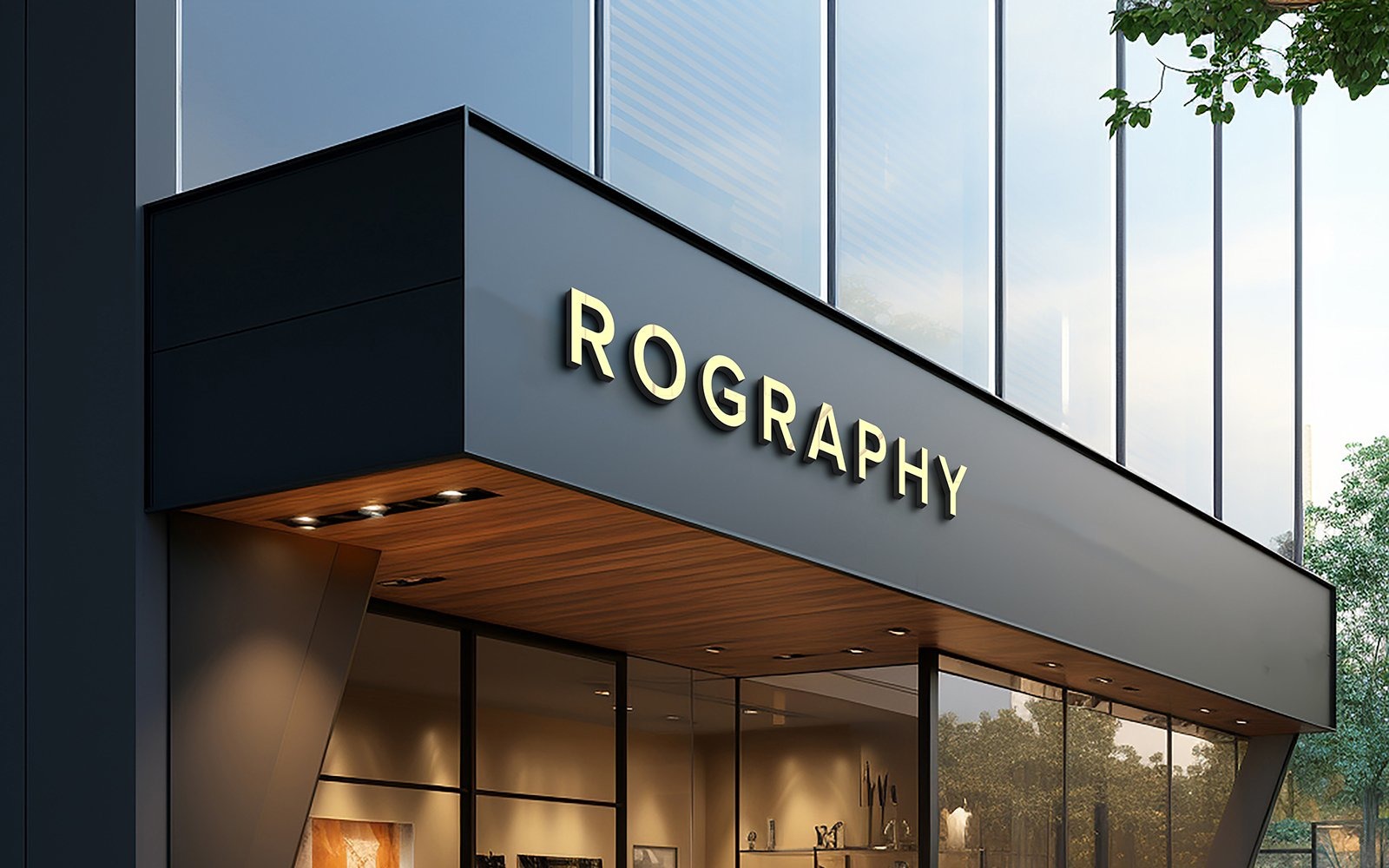 Branding facade Logo mockup modern facade - TemplateMonster