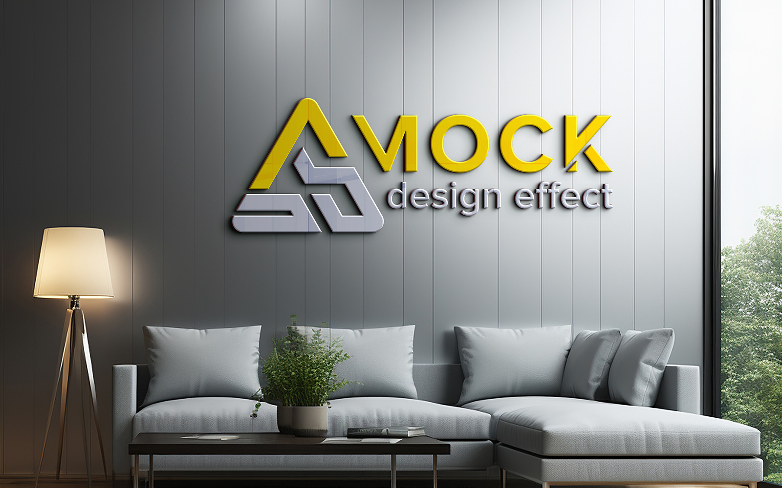 Office waiting room wall logo mockup - TemplateMonster