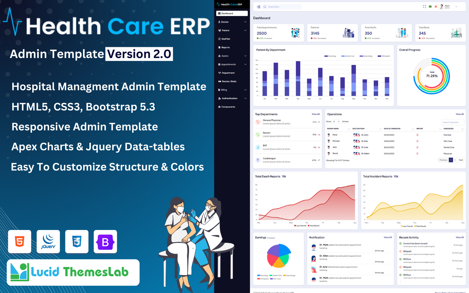 Healthcare ERP Responsive Admin Template for Clinics and Medical Services