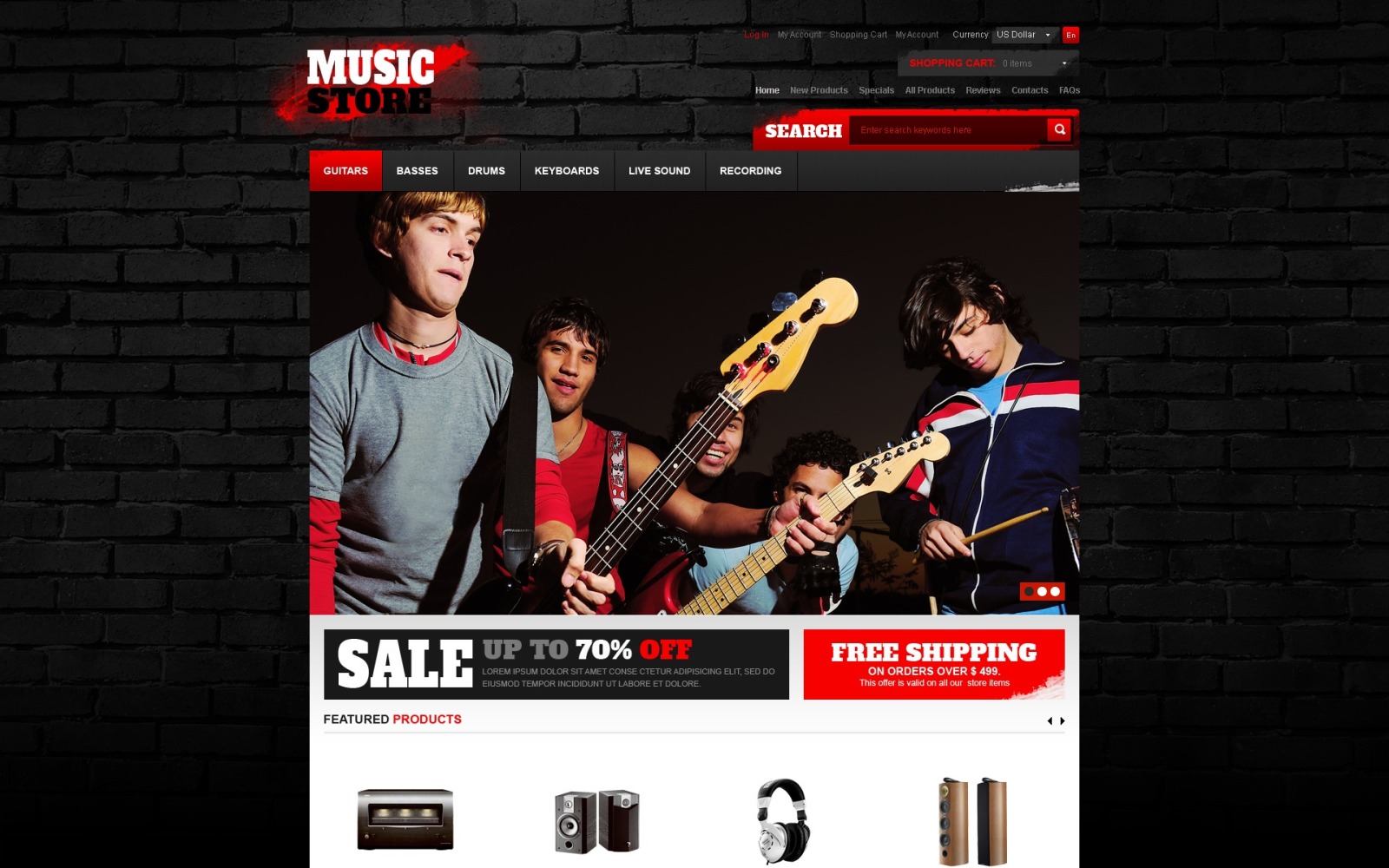 Music Store ZenCart Template #41684 - TemplateMonster