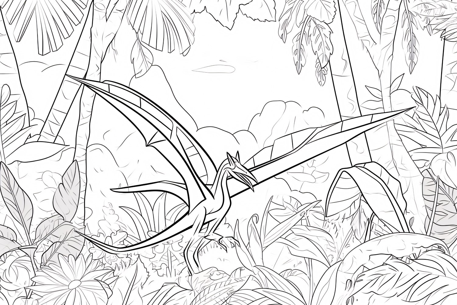 Pteranodon Dinosaur Colouring Pages 2 - TemplateMonster