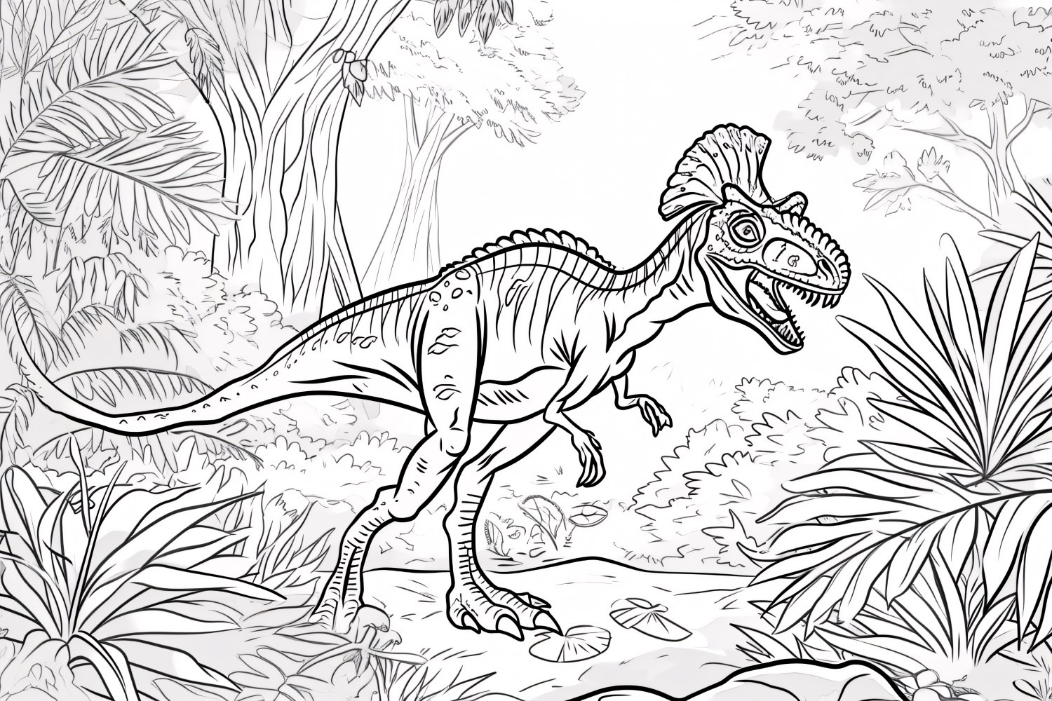 Dilophosaurus Dinosaur Colouring Pages 4 - TemplateMonster