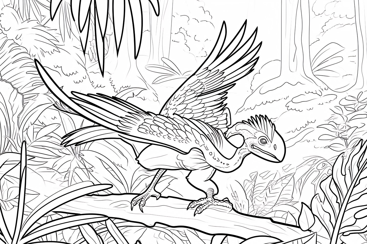 Microraptor Dinosaur Colouring Pages 1 - TemplateMonster