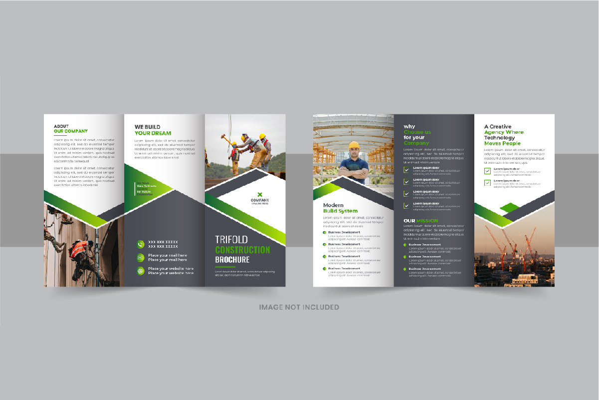 Construction trifold brochure or home renovation trifold brochure ...