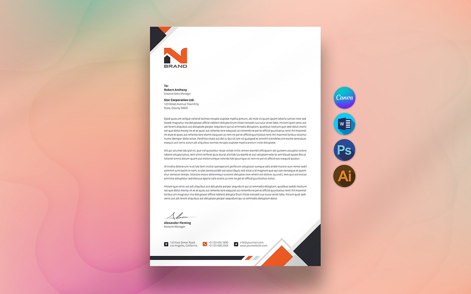 CANVA Letterhead Template Design #420920 - TemplateMonster