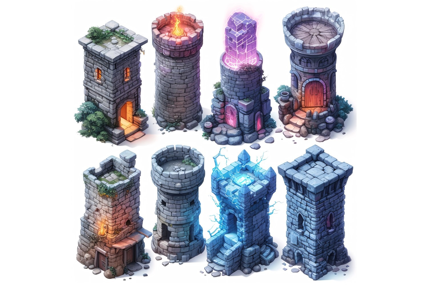 Mage towers Set of Video Games Assets Sprite Sheet 7