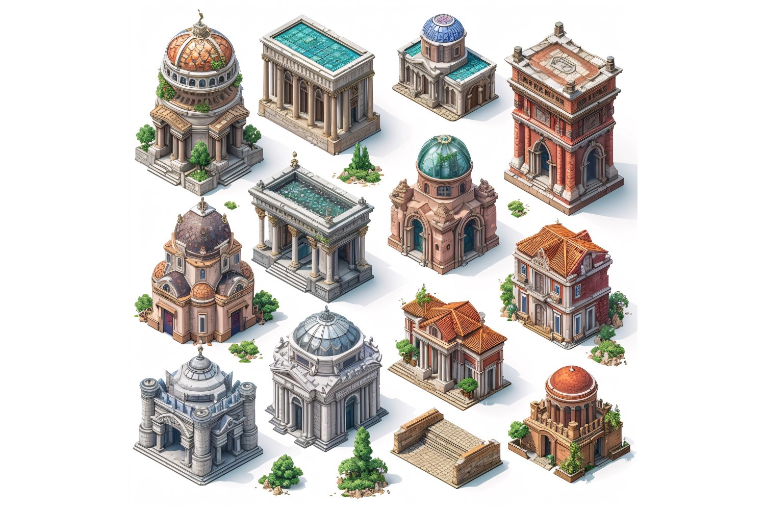 Grand theatre Set of Video Games Assets Sprite Sheet White background 2