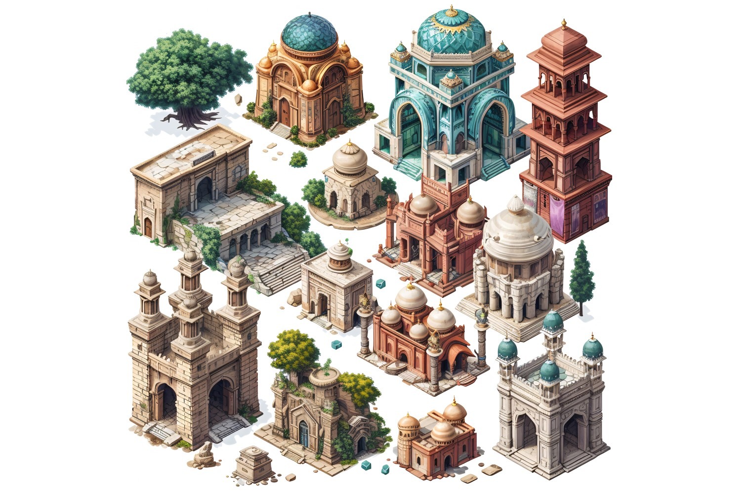 Grand theatre Set of Video Games Assets Sprite Sheet White background 4