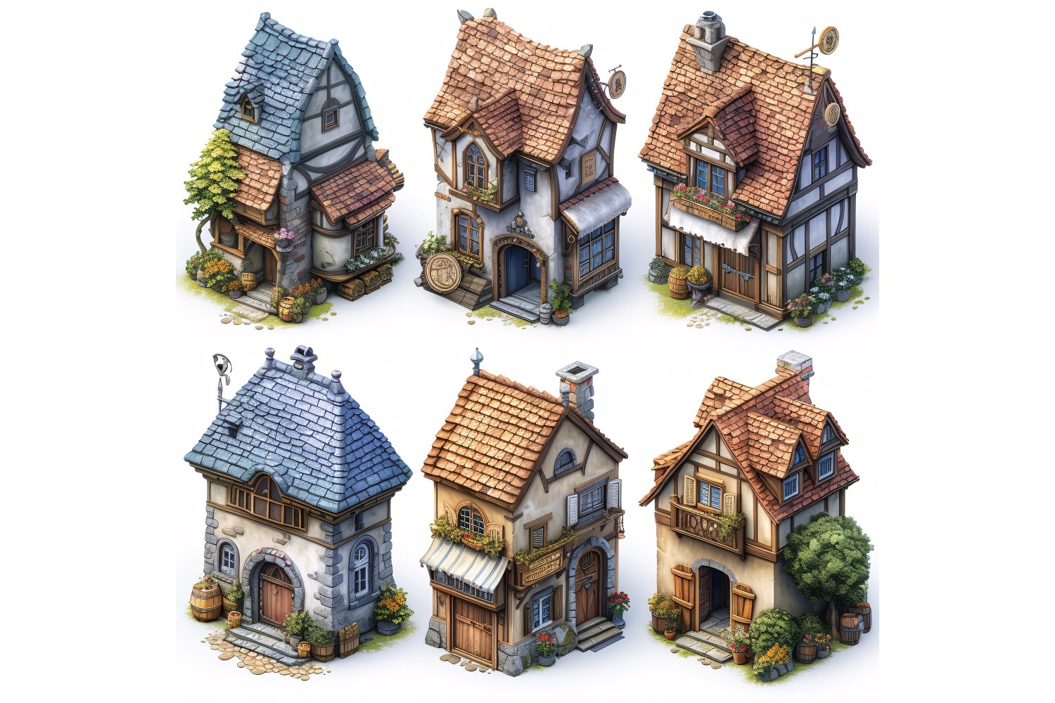 Inns and taverns with signs Set of Video Games Assets Sprite Sheet ...