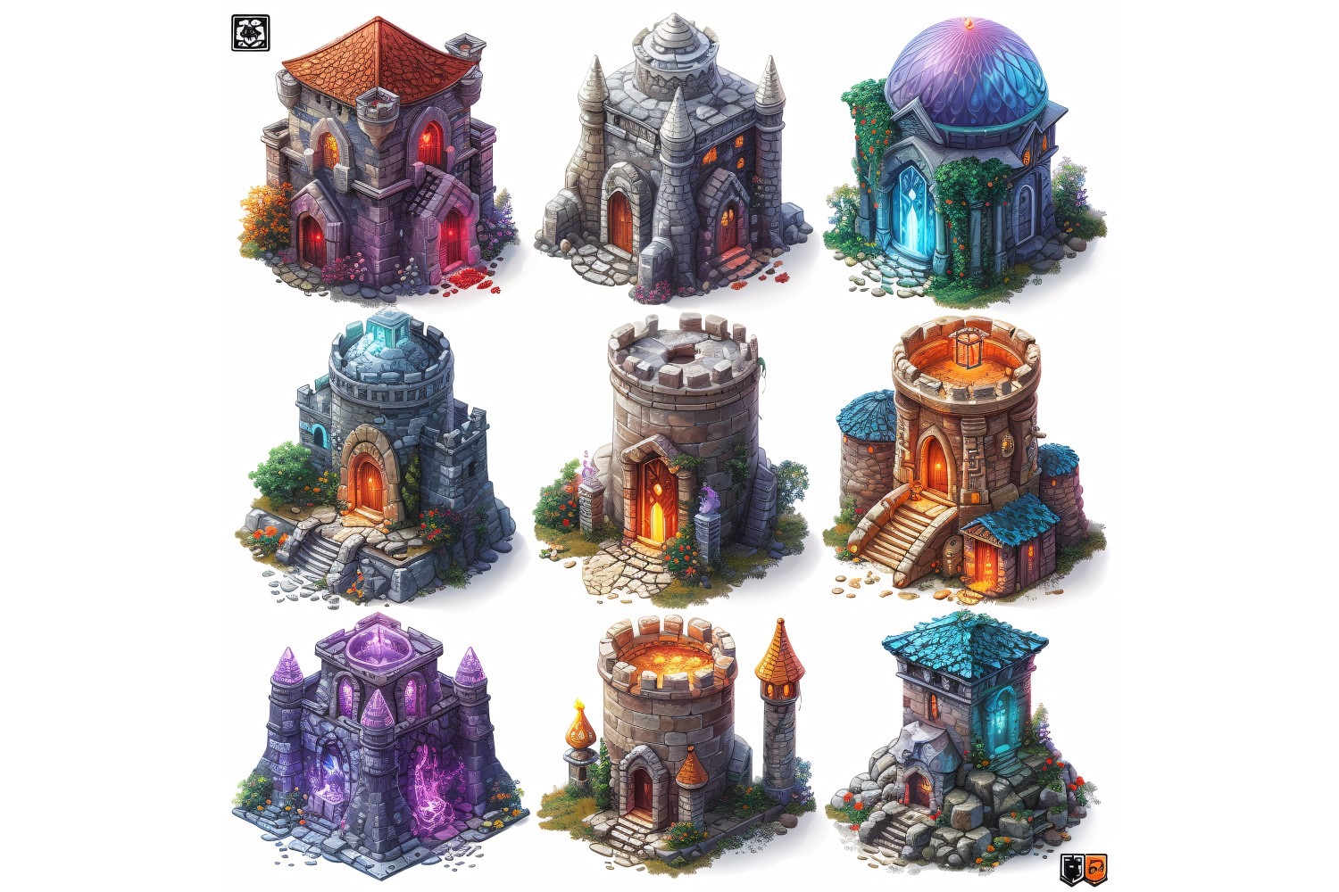 Mage towers Set of Video Games Assets Sprite Sheet 10