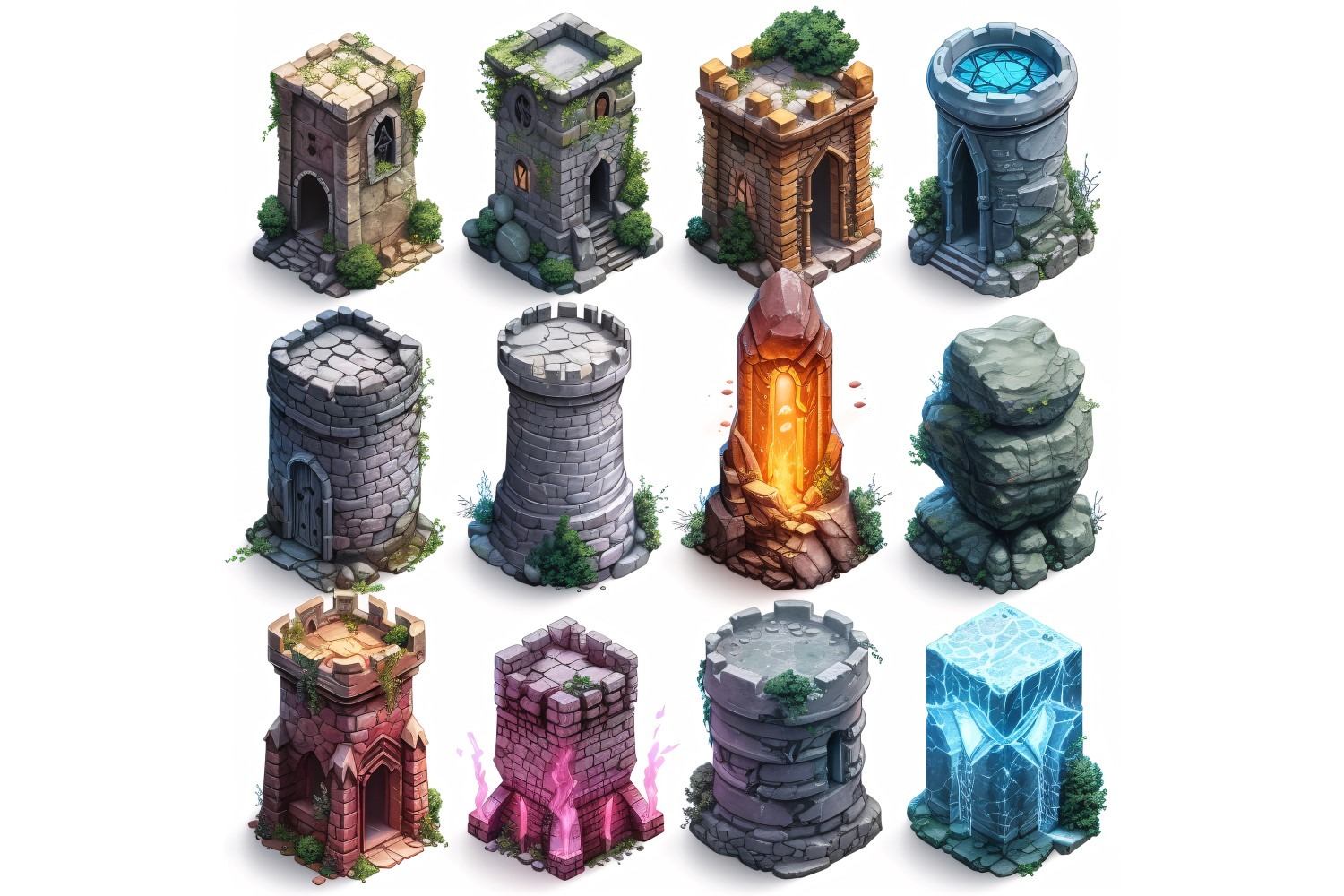 Mage towers Set of Video Games Assets Sprite Sheet 5