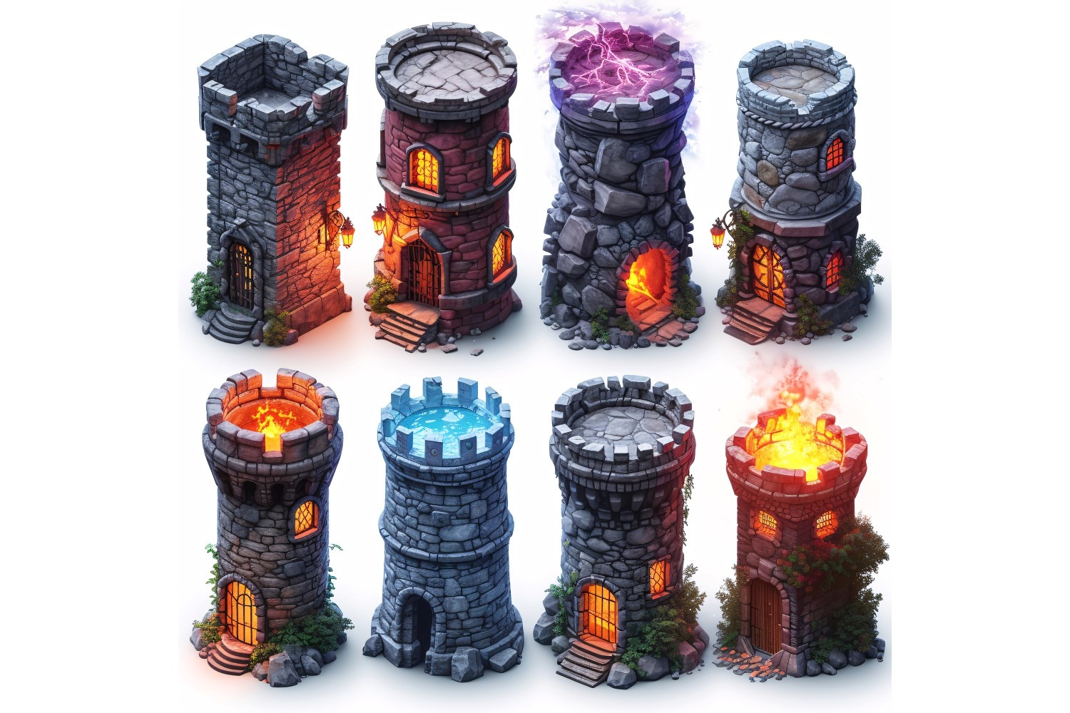 Mage towers Set of Video Games Assets Sprite Sheet 8