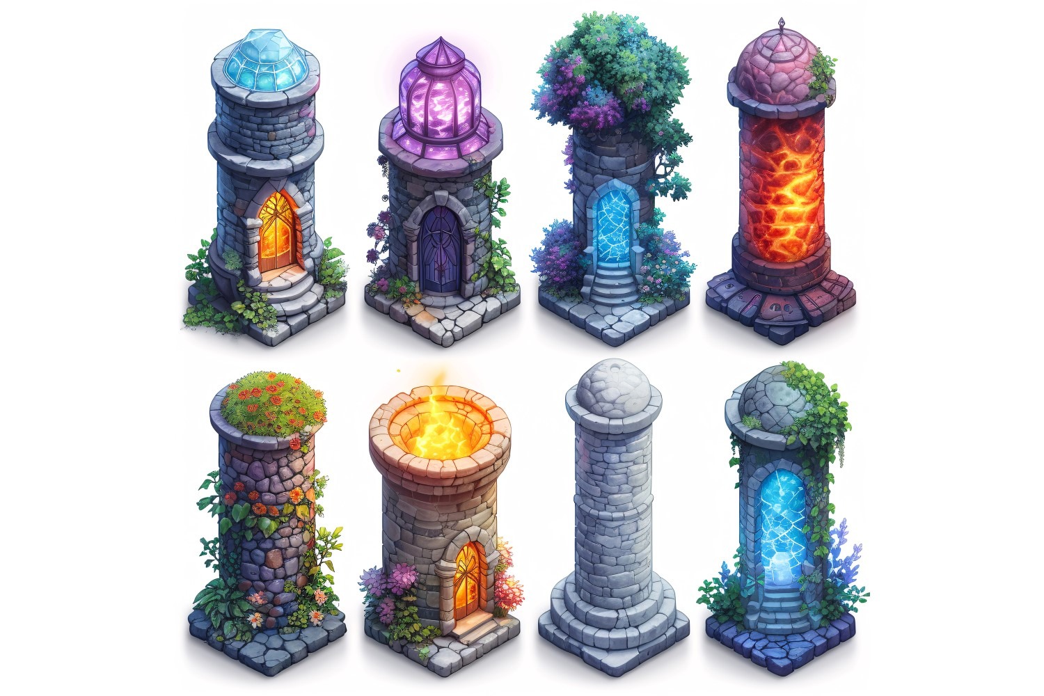 Mage towers Set of Video Games Assets Sprite Sheet 9