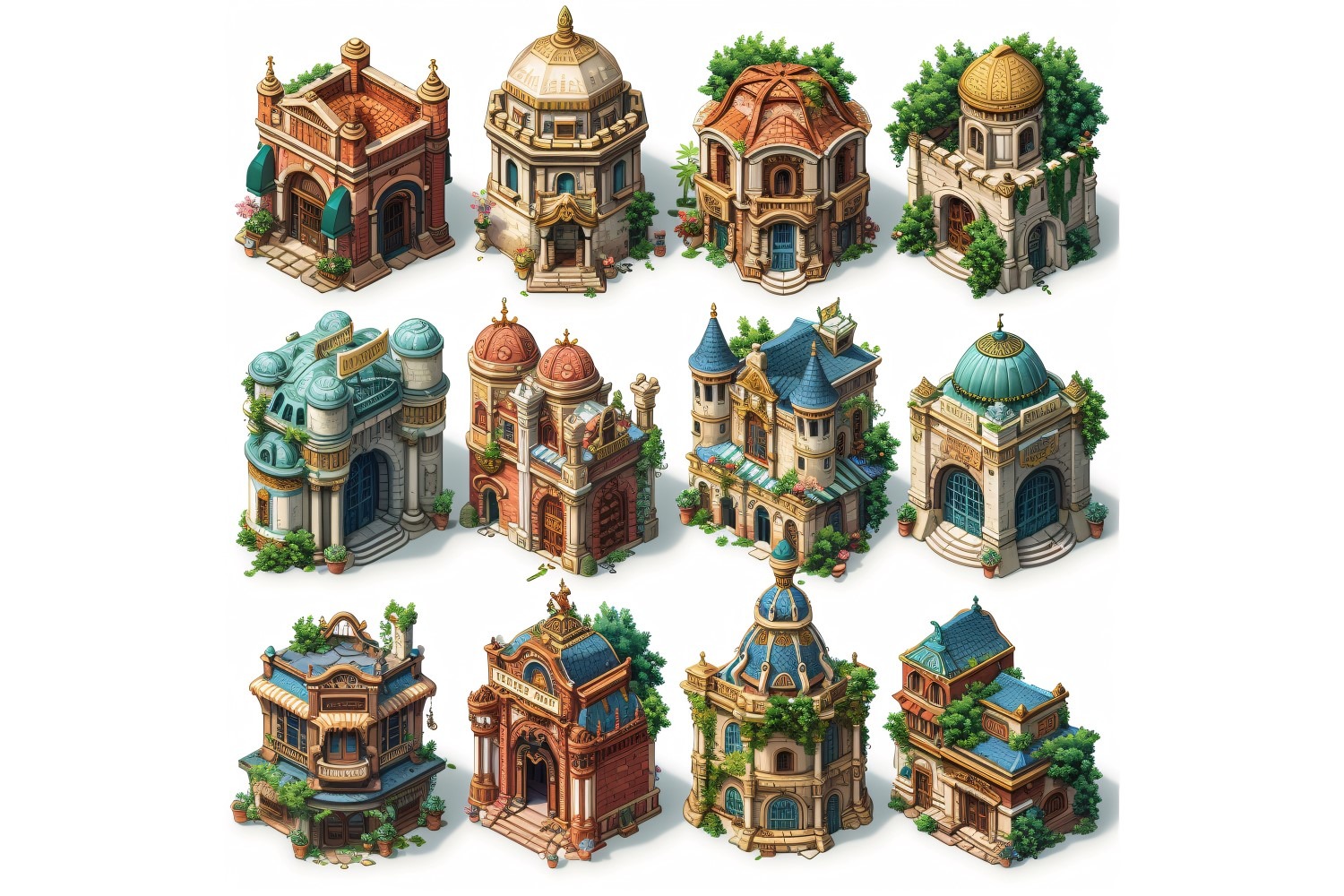 Victorian theater Set of Video Games Assets Sprite Sheet White ...