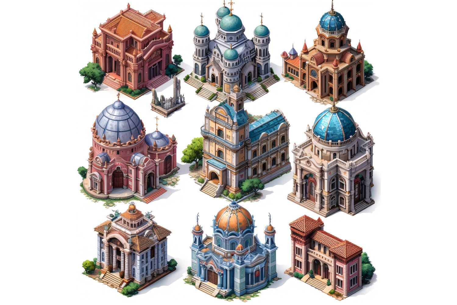 Victorian theater Set of Video Games Assets Sprite Sheet White background 2