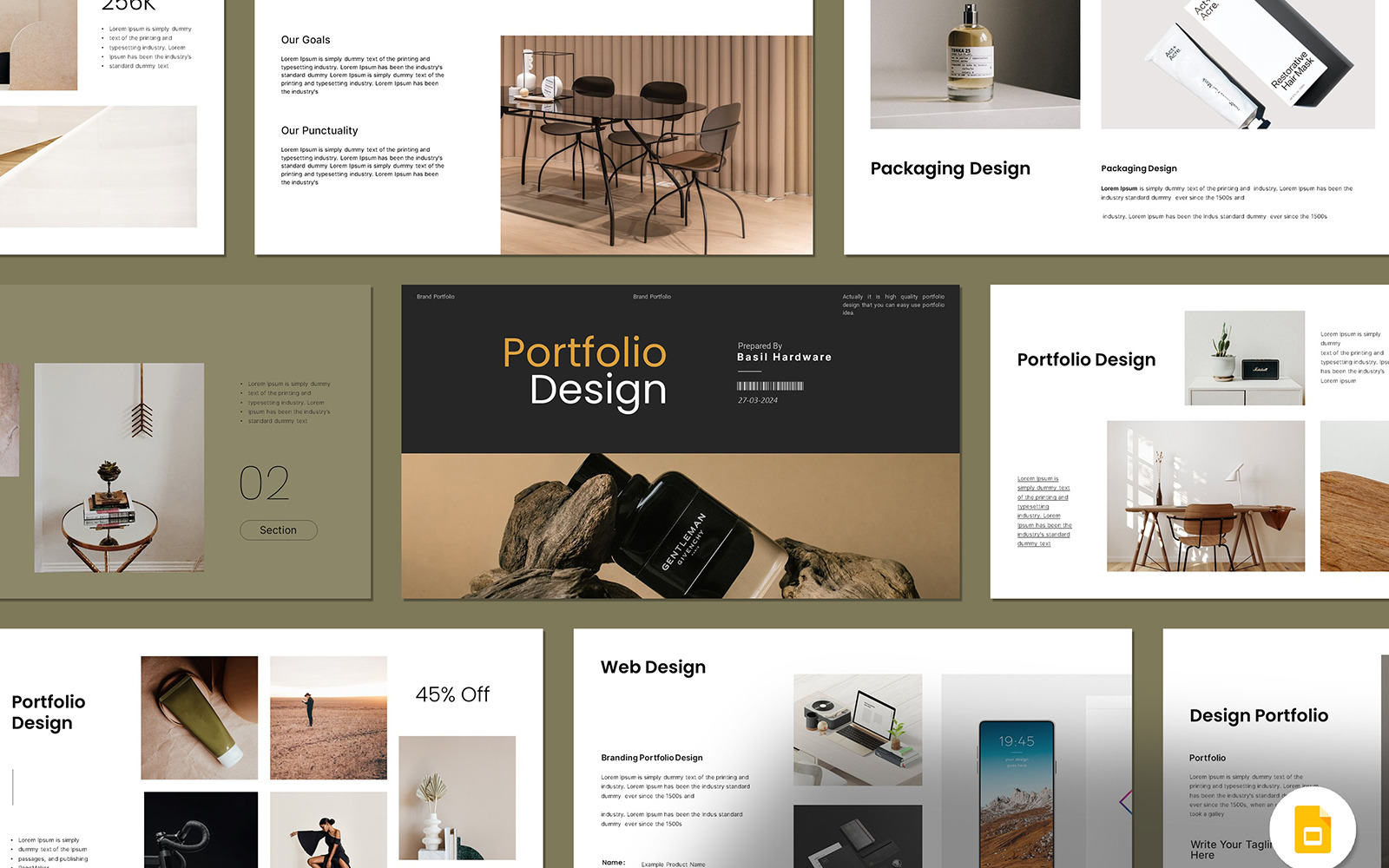 Modèle de présentation Google Slide Portfolio intelligent