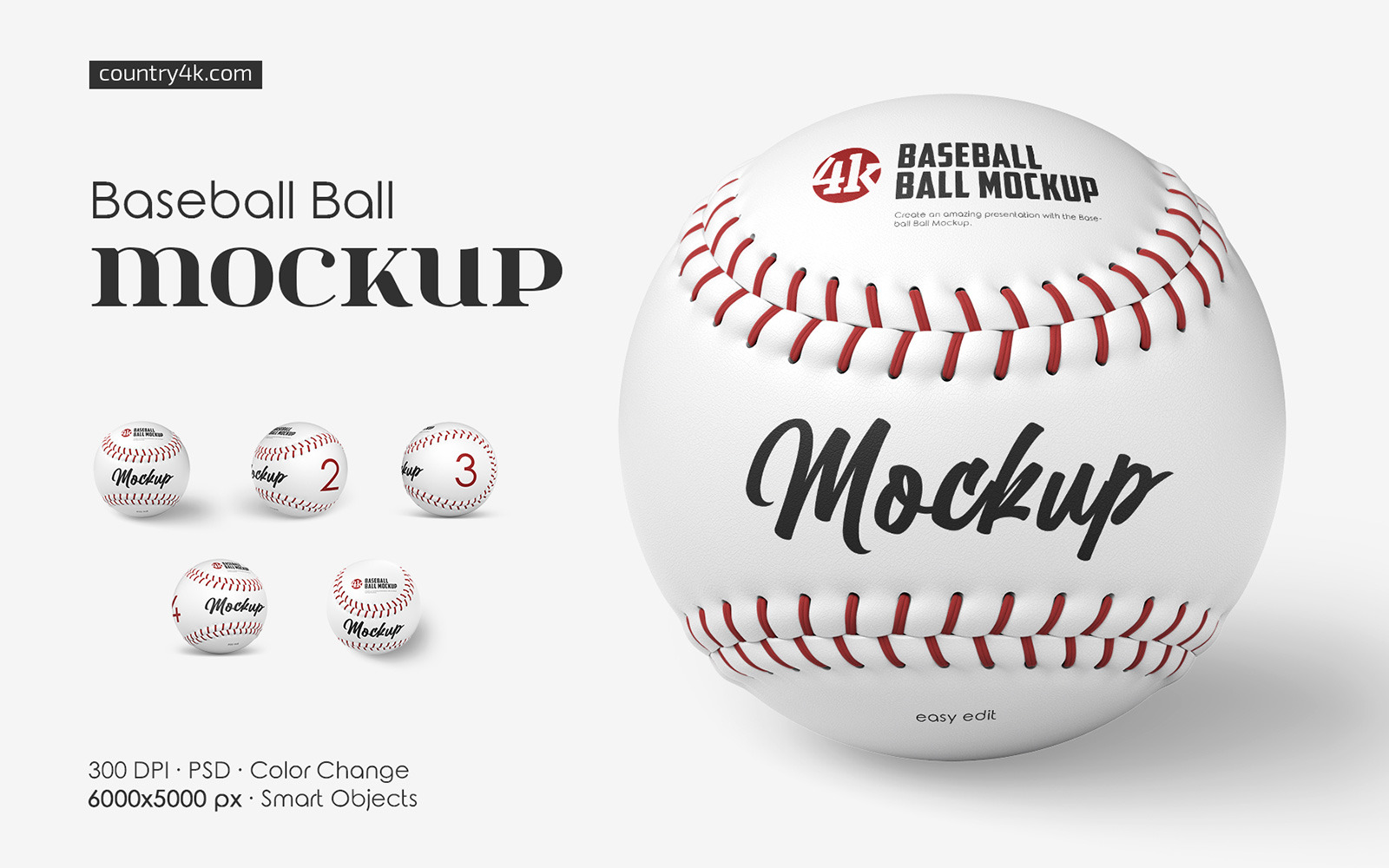 Baseball Ball Mockup PSD Set #422086 - TemplateMonster