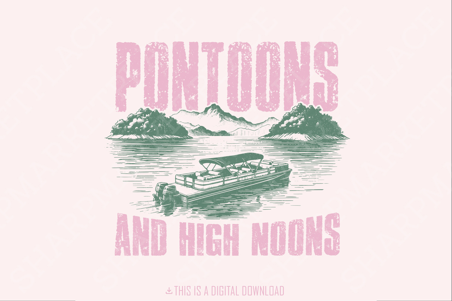 Pontoons and High Noons Retro Vintage Neon Summer Boat Beer Seltzer PNG ...