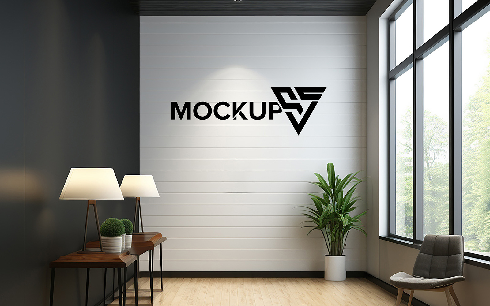 Interior office logo mockup corporte office wall logo mockup business ...
