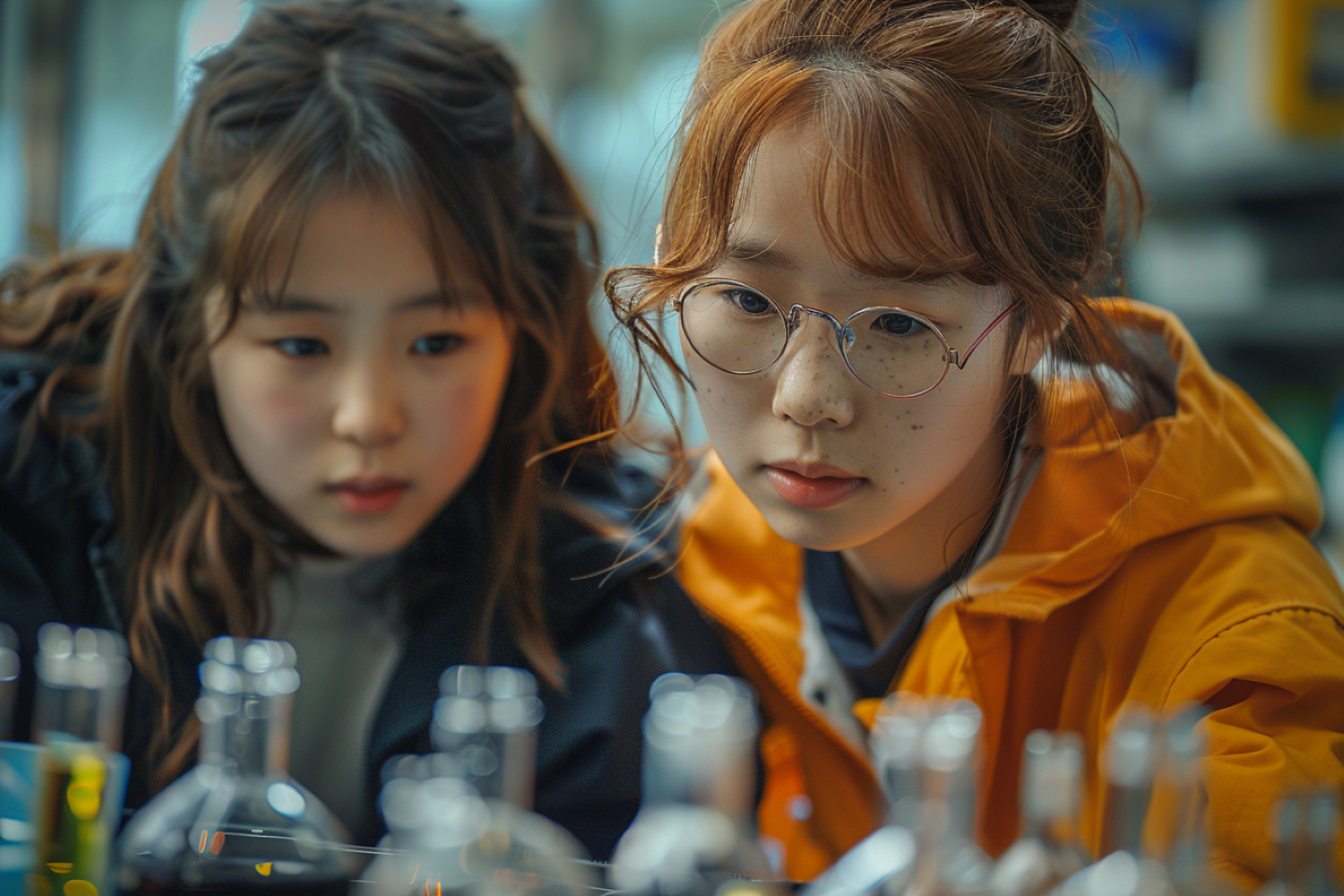 Kids Young scientists conducted experiments in school's lab 307