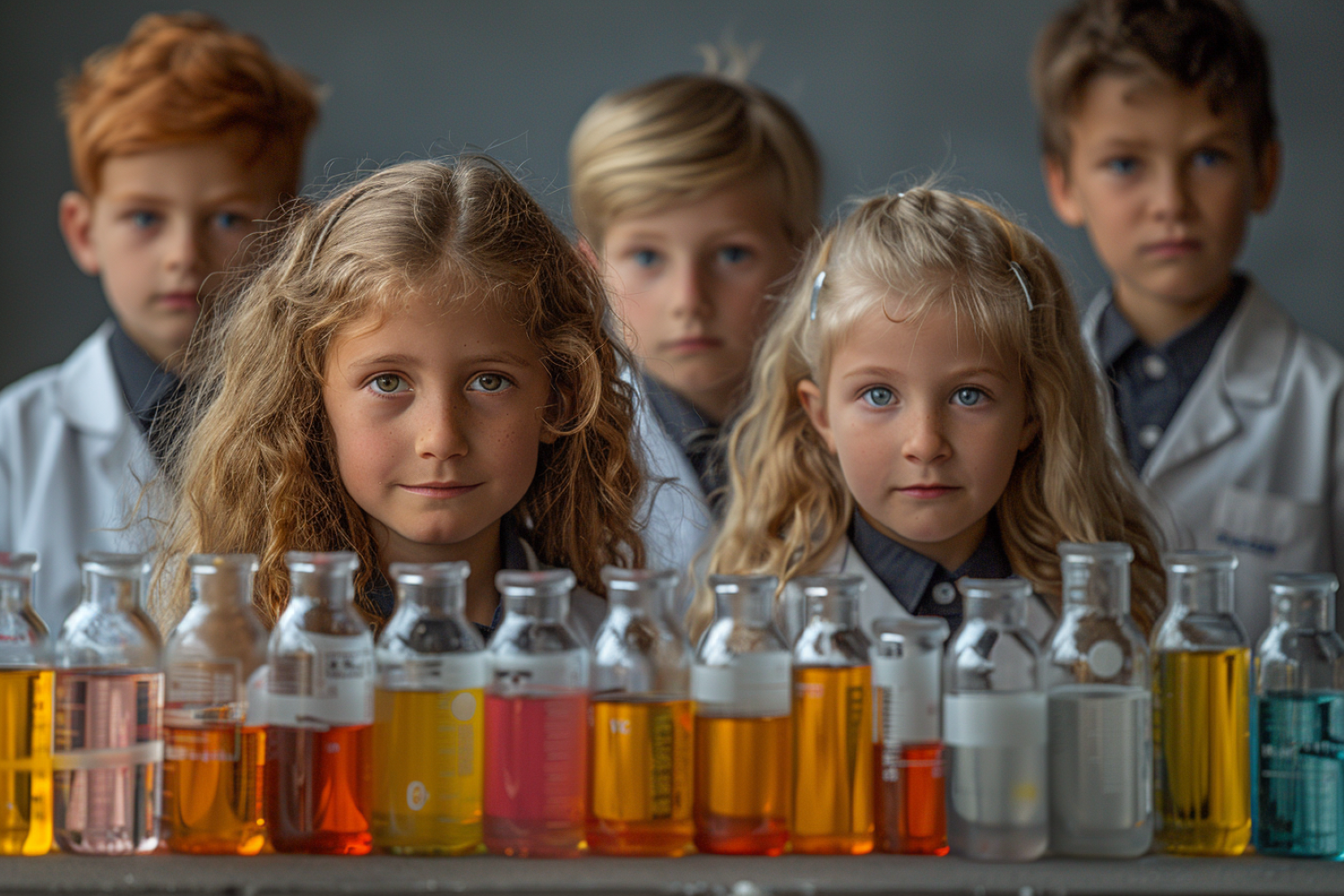 Kids Young scientists conducted experiments in school's lab 407