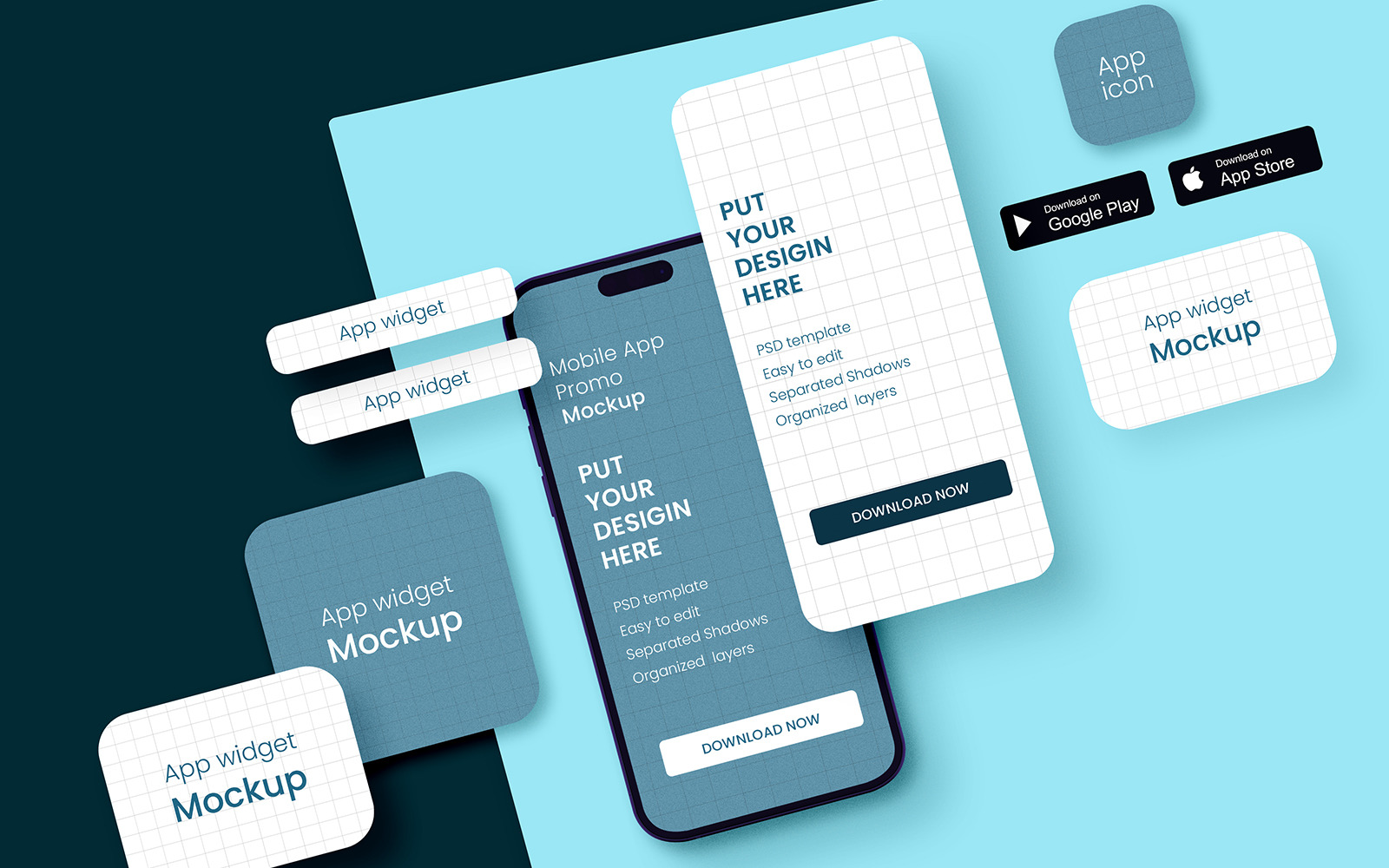 Mobile App Promo Screens Mockup #424870 - TemplateMonster