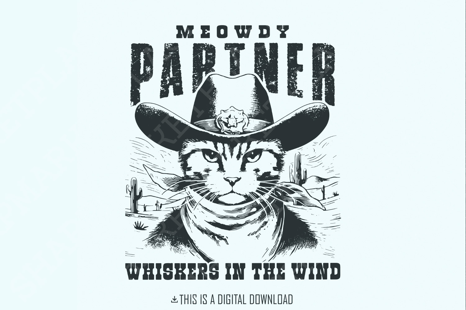 Meowdy Partner Western Cat PNG, Funny Cat Png, Retro Western Cat Design ...