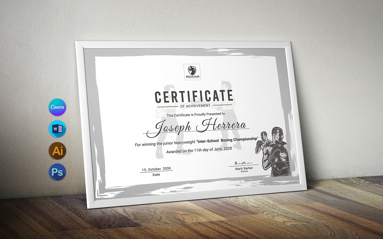 Canva Boxing Training Certificate #425993 - TemplateMonster
