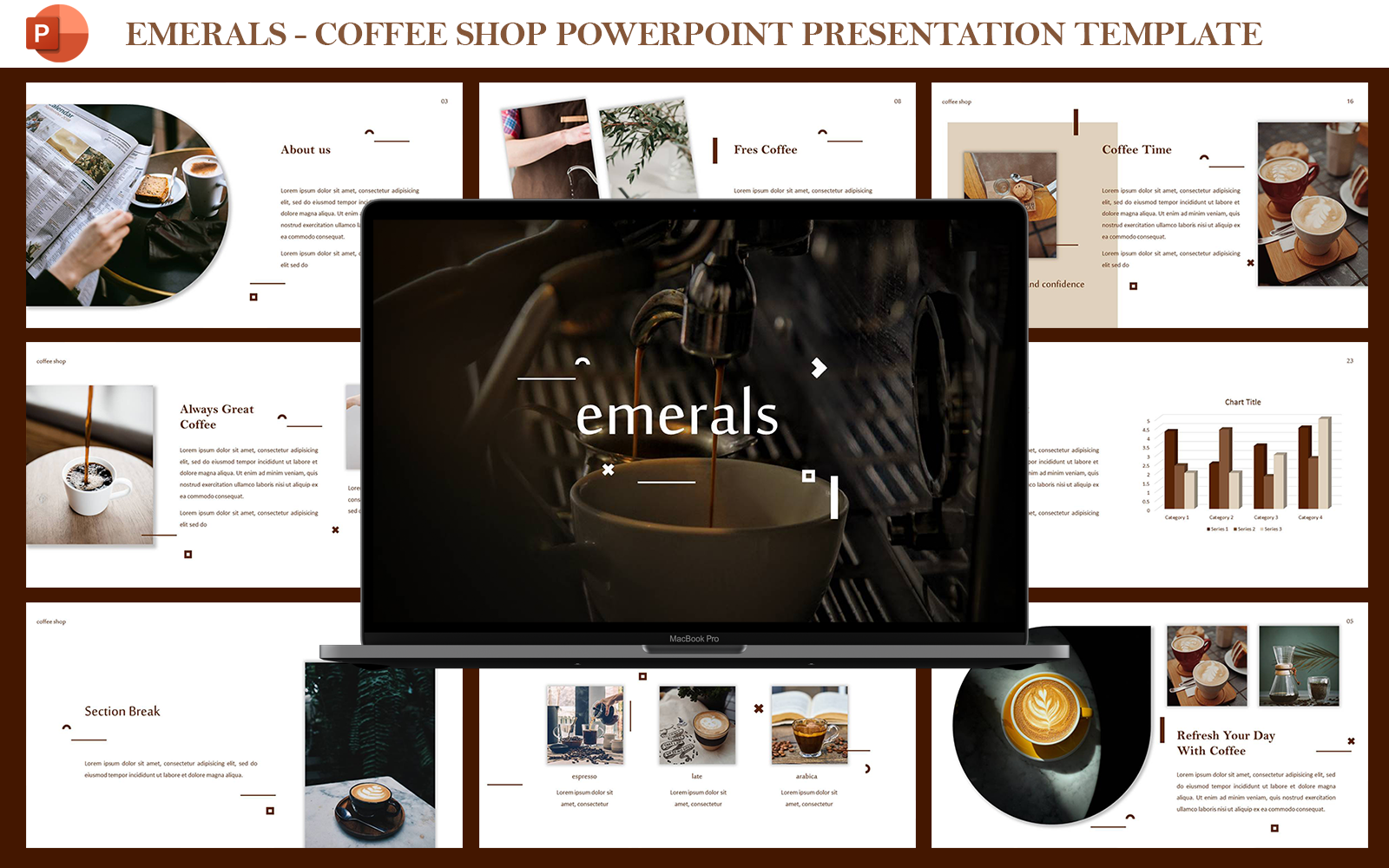 Emerals - Coffee Shop Presentation Template - TemplateMonster