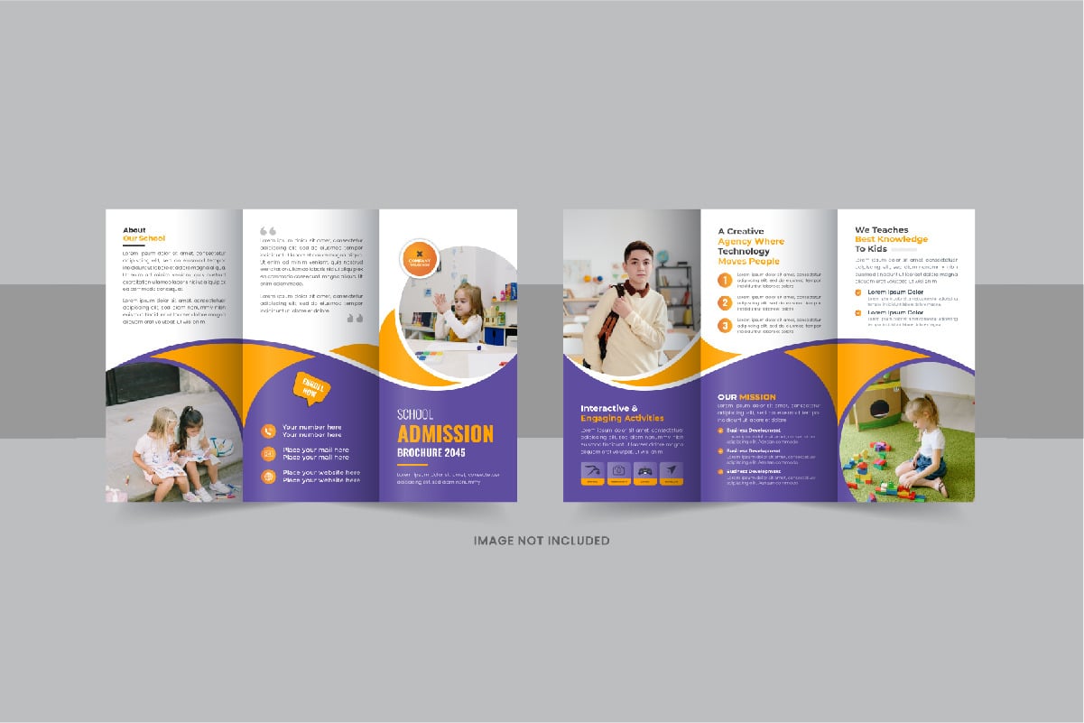 Kids back to school admission trifold, Admission tri fold brochure ...