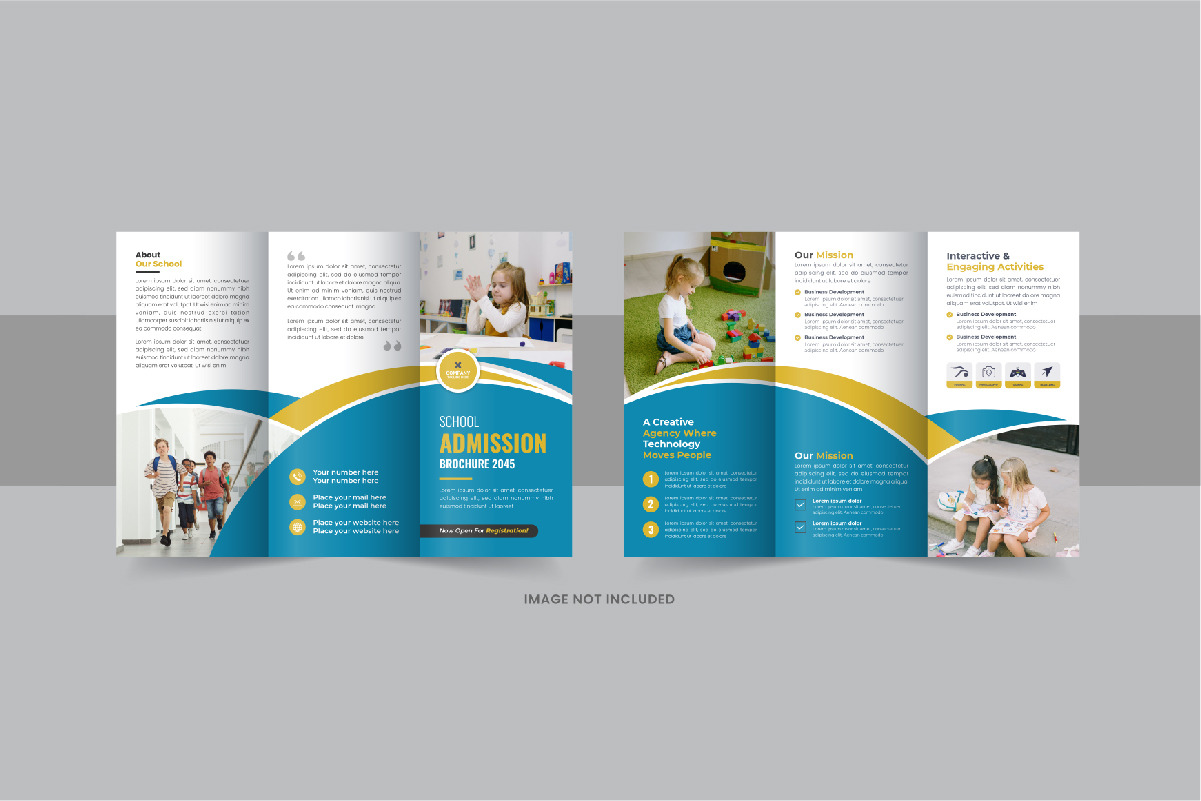Kids back to school admission trifold, Admission tri fold brochure ...