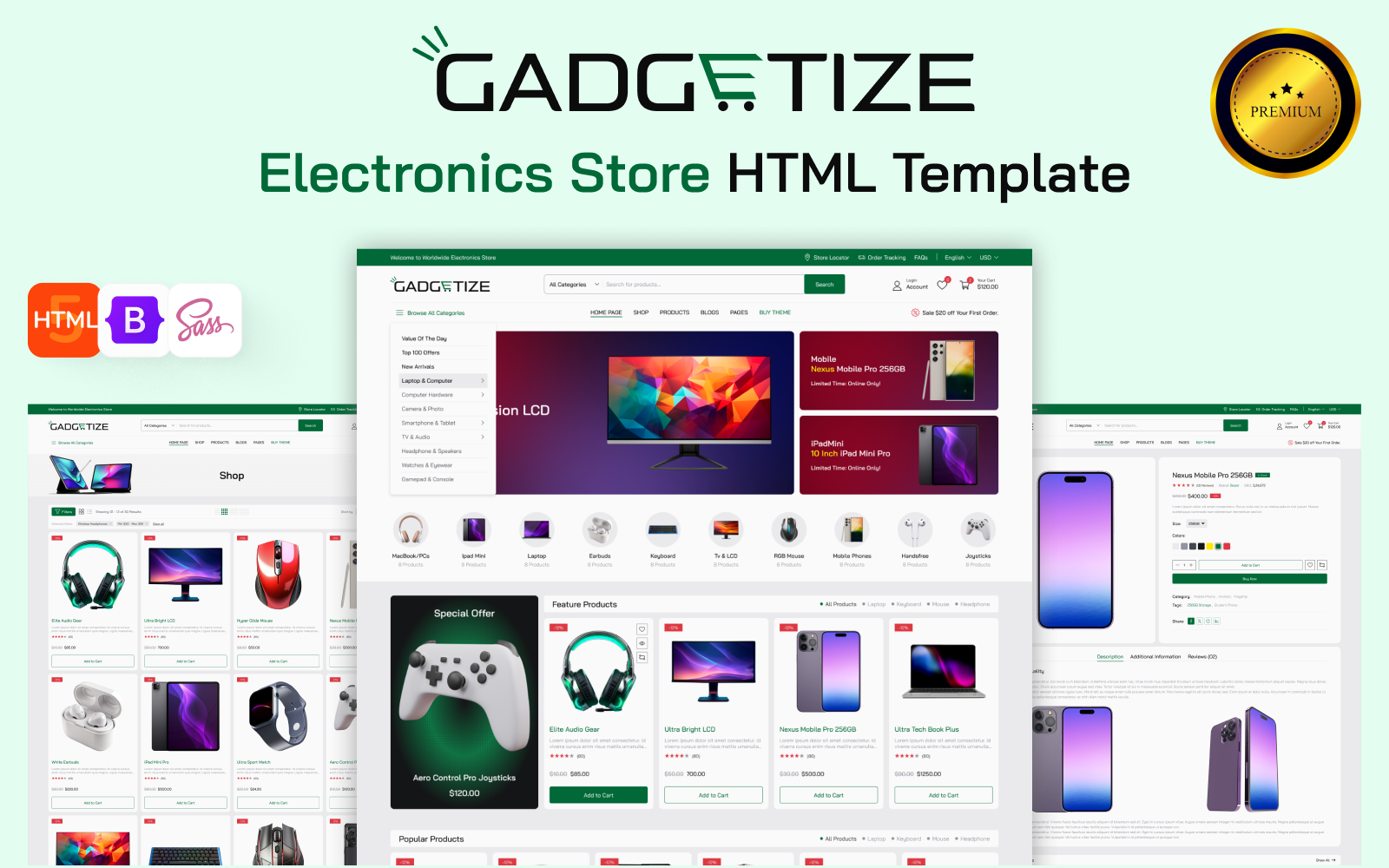 Gadgetize - All-in-One HTML Template for Electronics Accessories and ...