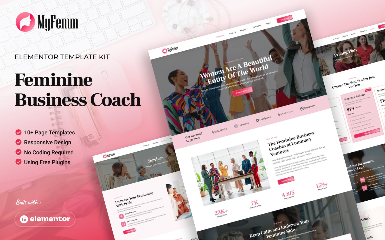 MyFemm - Feminine Business Coach Elementor Template Kit